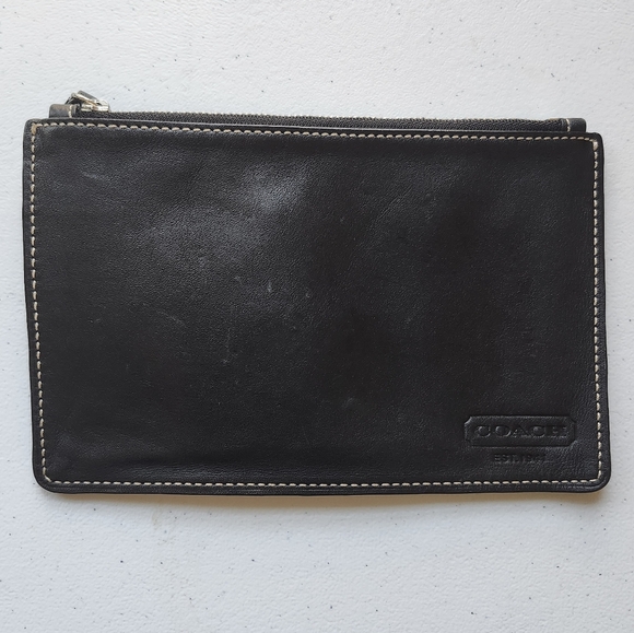 Coach | Bags | Vintage 9s Coach Black Leather Zip Up Pouch | Poshmark